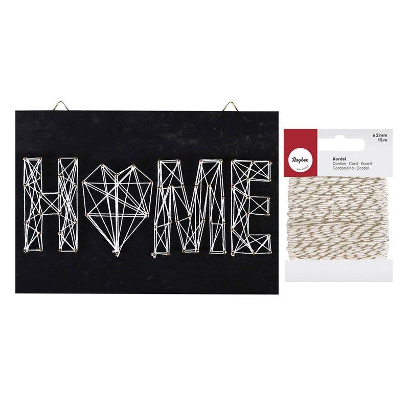 Tableau String art Home 30 x 22 cm + Ficelle dorée & blanche - Youdoit ...