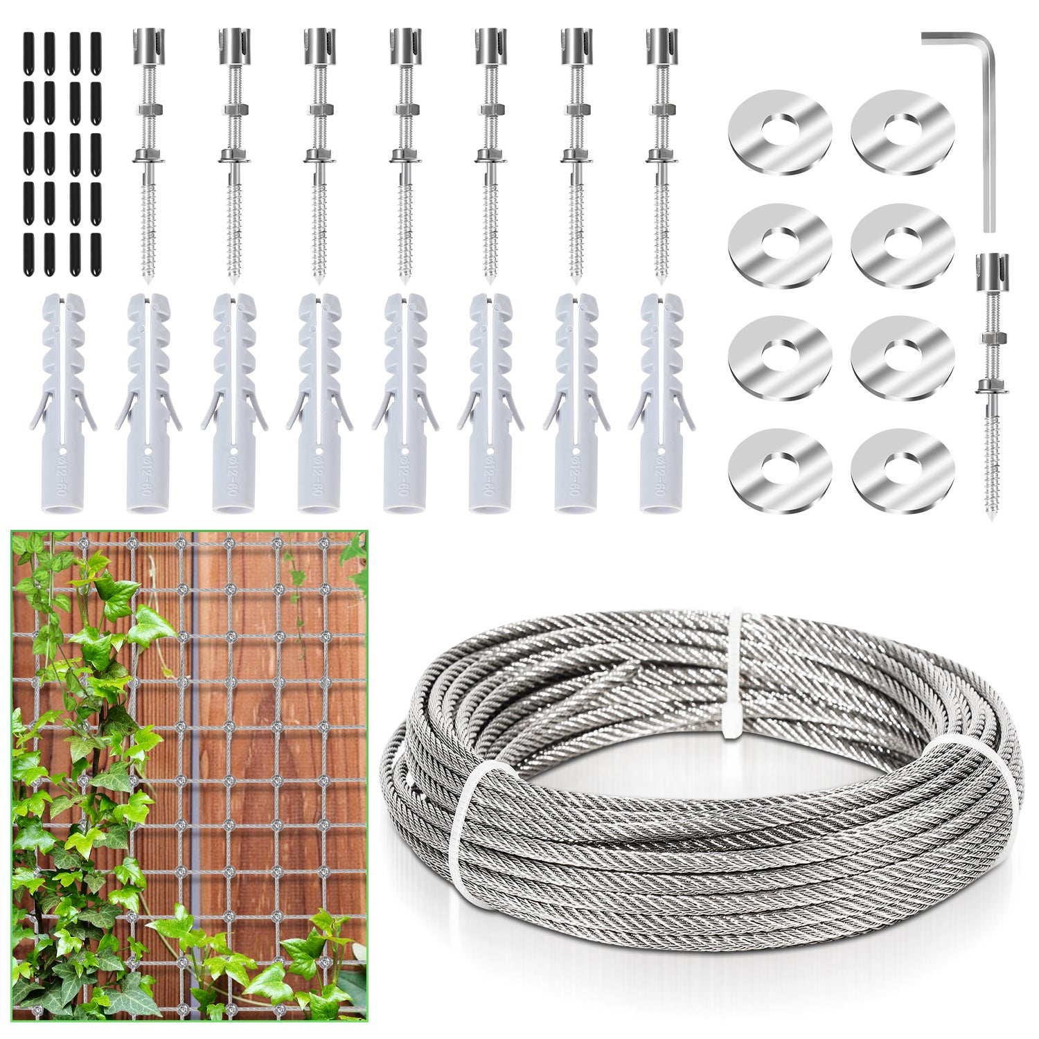 Rete metallica per piante 12M Cavo in acciaio inox - Tendicavo Paletti ...