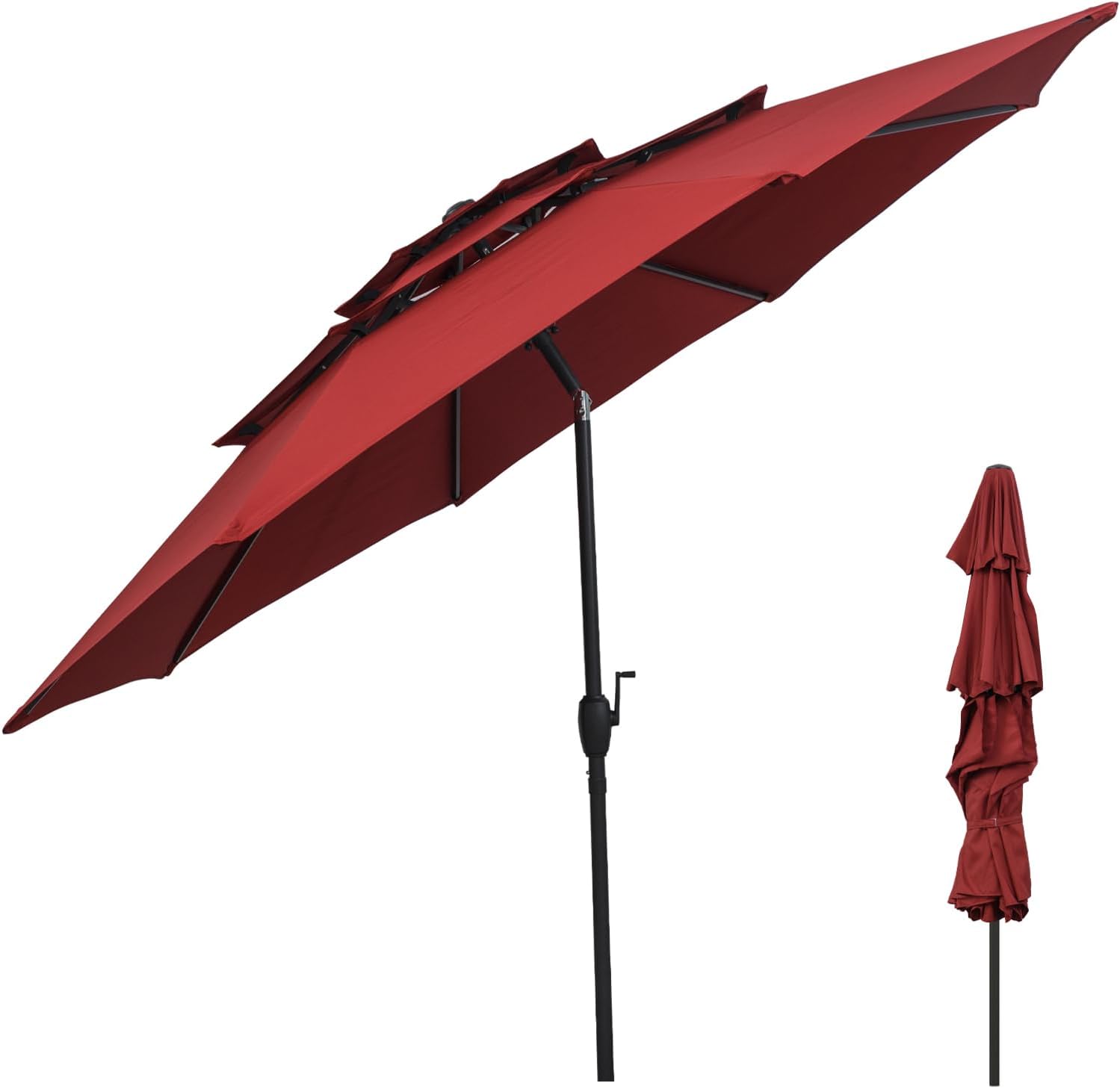Parasol de Jardin Exterieur, Grand Parasol Inclinable 3M avec 30° Angle ...