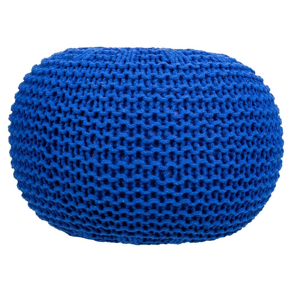 Pouf en coton tressé bleu 38x38x28h | Leroy Merlin