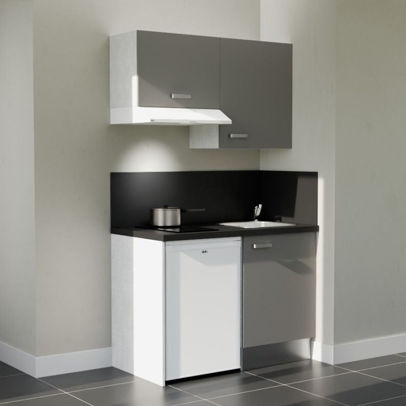 Kitchenette K01L-PT - 120 cm - plan stratifié, évier inox, - Façade ...