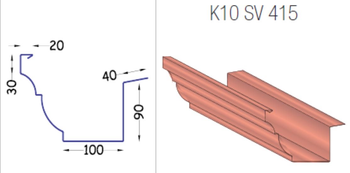 GRONDAIA PLUVIALE MOD K10 ALLUMINIO COLOR RAME 2 METRI | Leroy Merlin