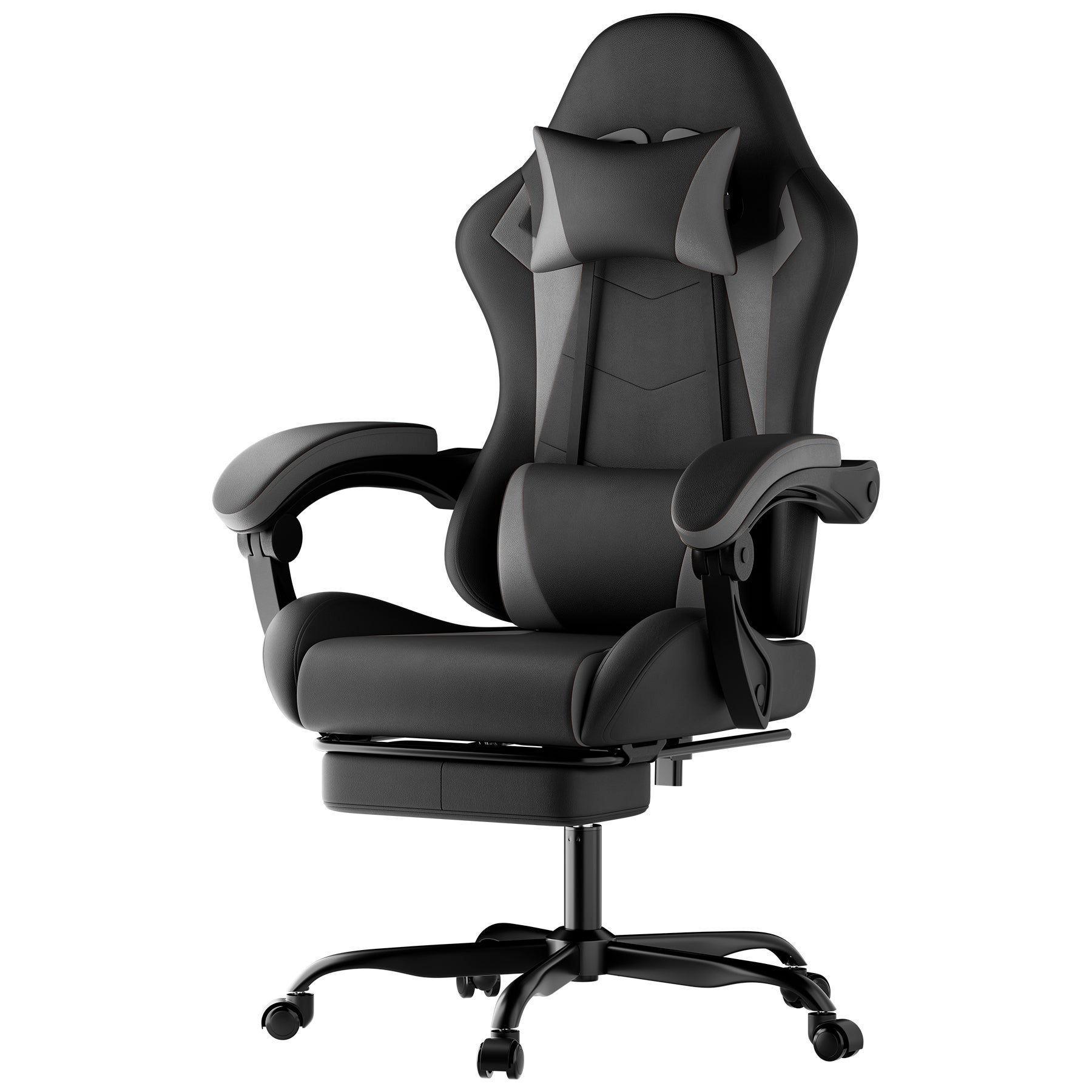 Silla Gaming Ergonómica, Almohada Lombar/Cabeza, Ajustable, Negro-Gris ...