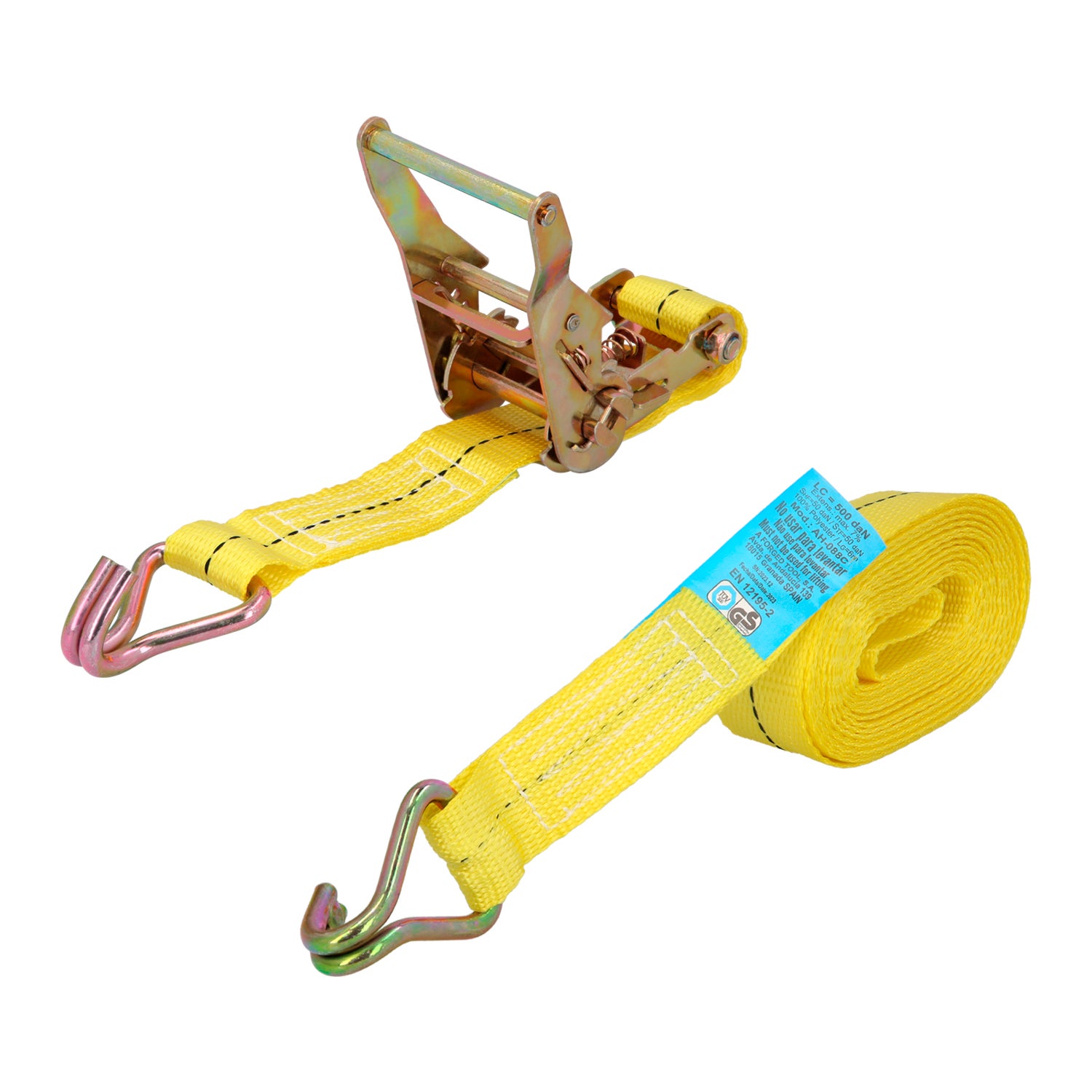 Cinta De Amarre Con Ratchet 6 metros x 38 mm. Trinquete Metalico ...