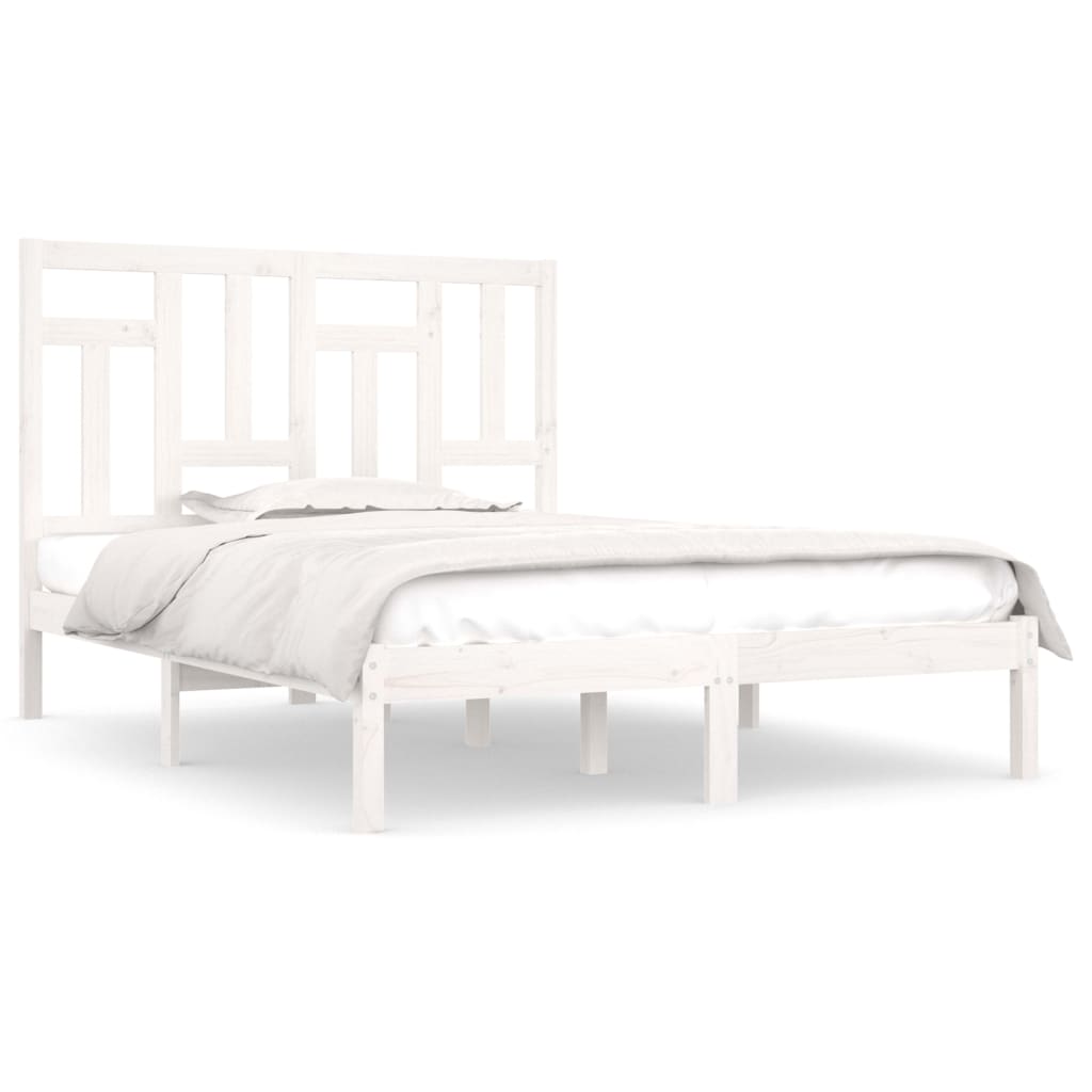 Lit double | Lit adulte | Cadre de lit Blanc Bois de pin massif 140x190 ...
