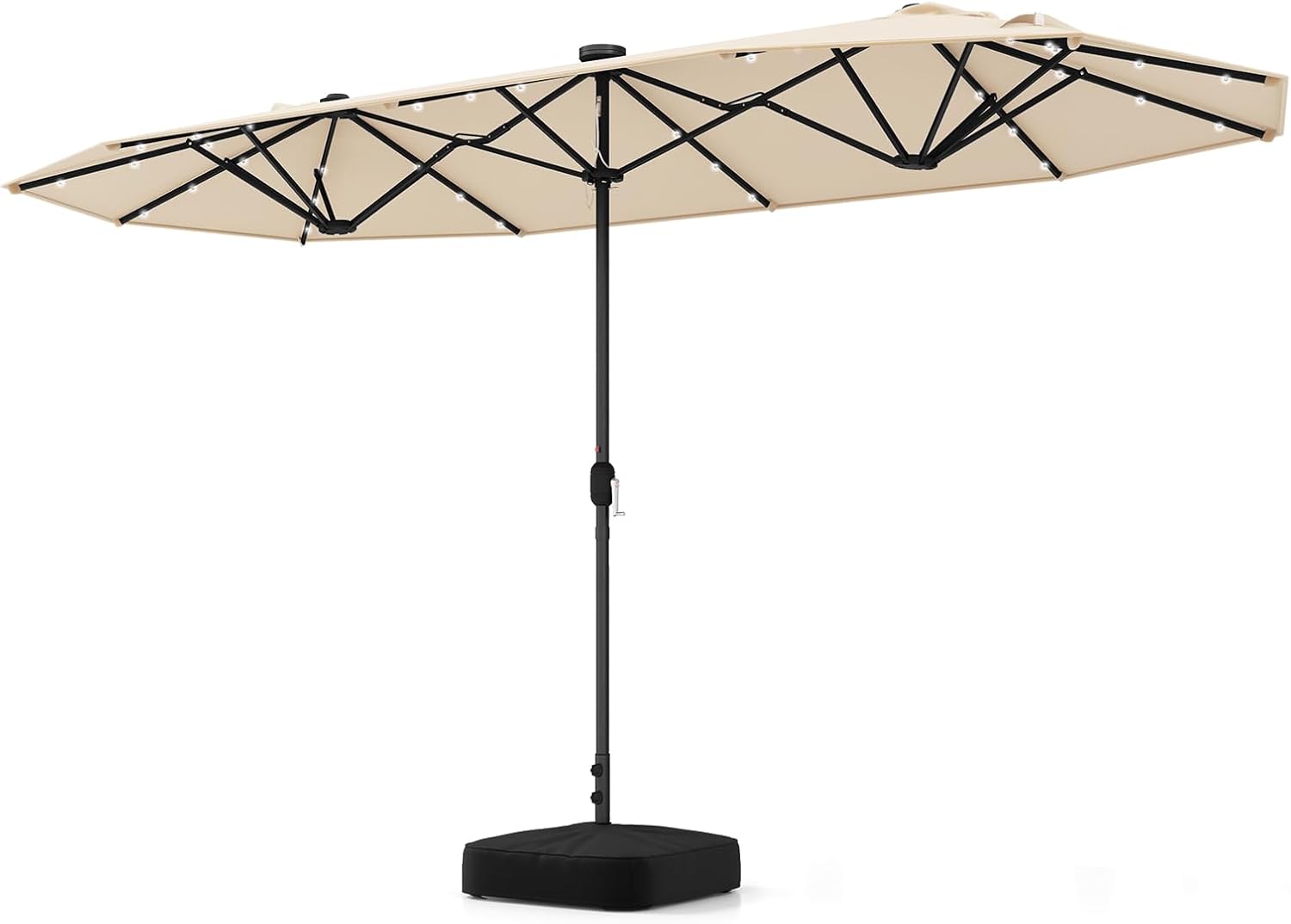 Parasol Double de Jardin 400 x 200 CM avec LED à Énergie Solaire ...
