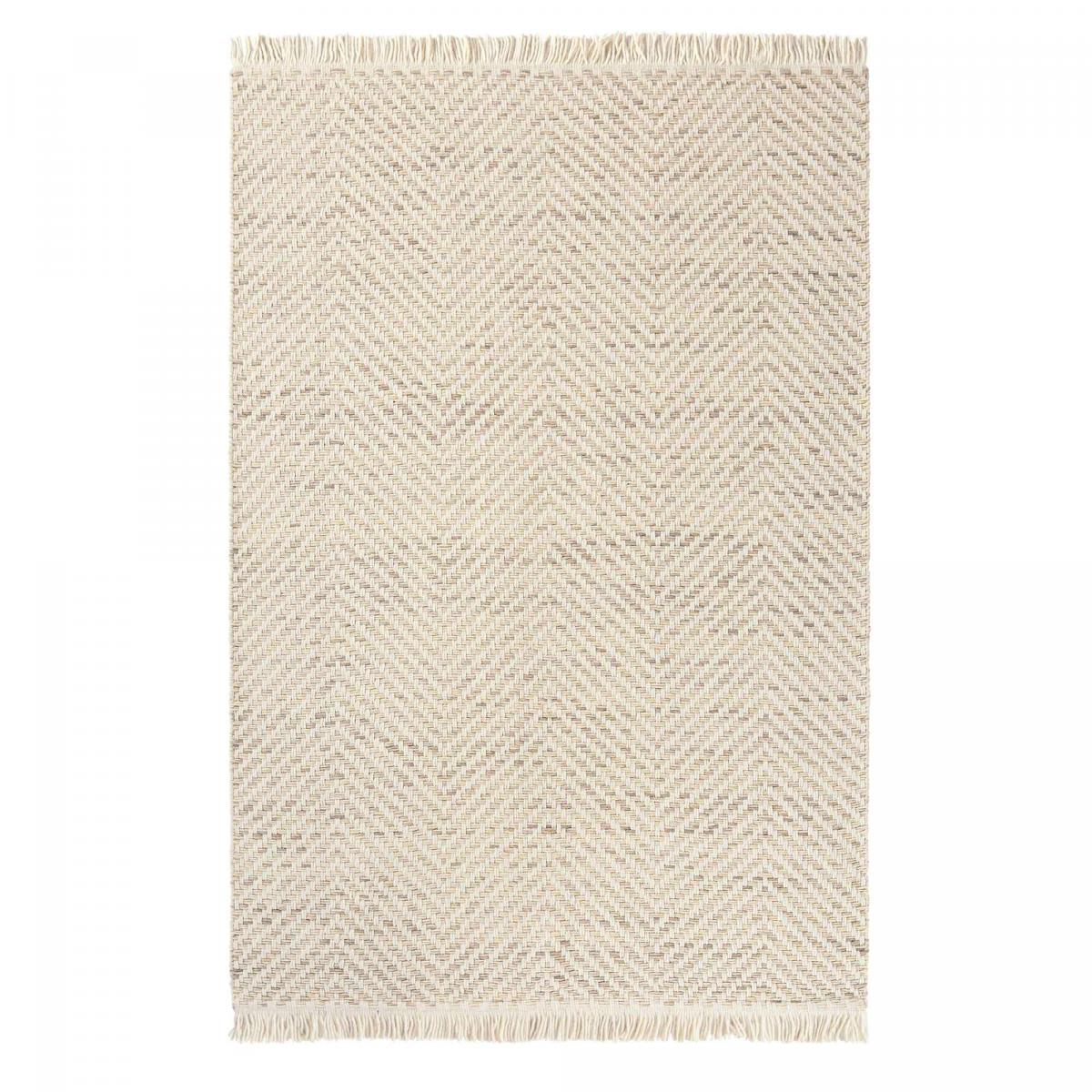 Tapis kilim 200x280 rectangle tissé en laine beige motif géométrique ...