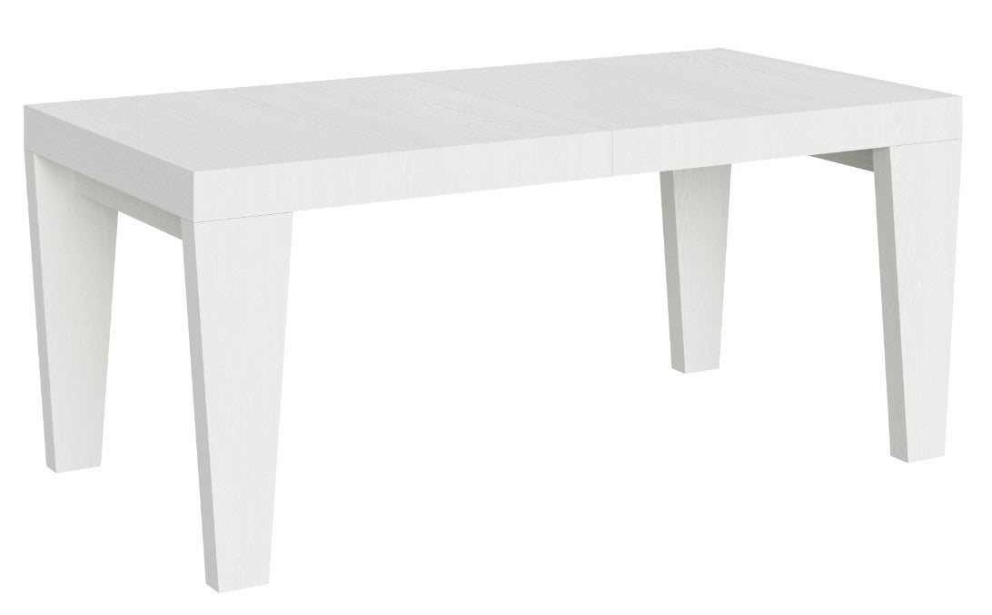Table à manger extensible en bois pieds en V Kristo-Couleur Blanc ...