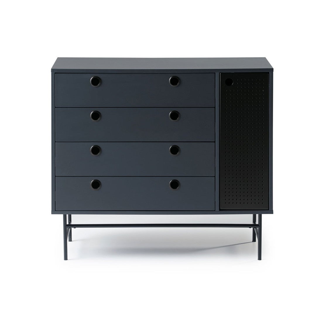 Commode 1 porte 4 tiroirs Bleu/Noir - TEULAT PUNTO | Leroy Merlin