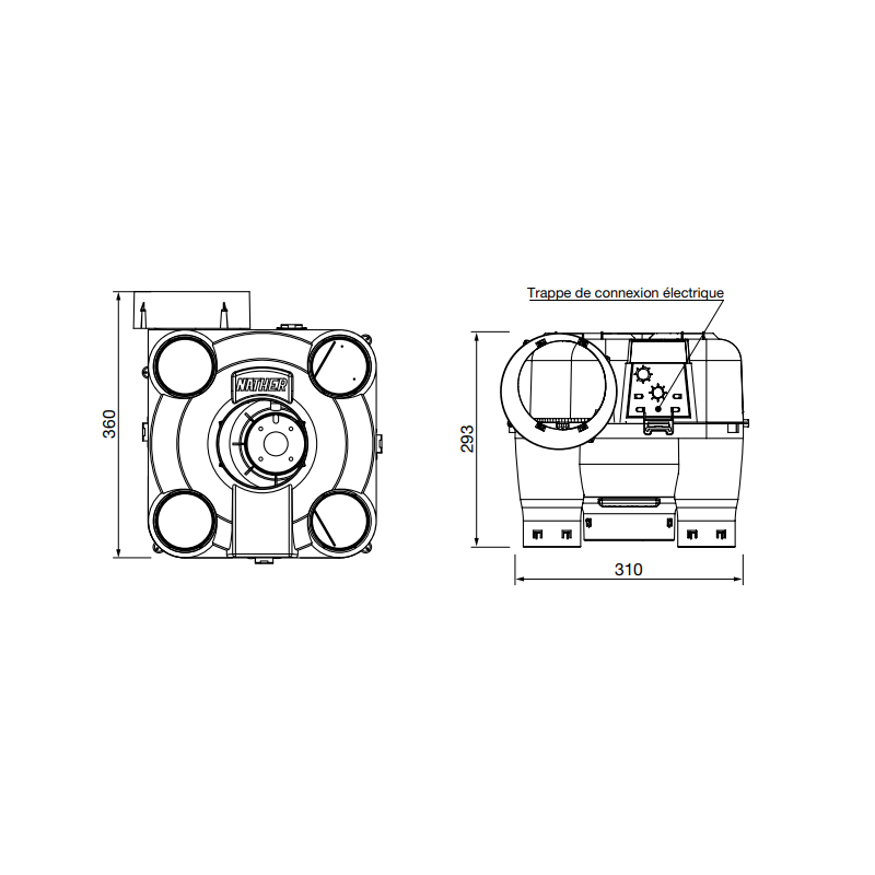 Kit VMC simple flux Hygro B MODULO BC moteur AC -30W T3-T7 Bouche Piles ...