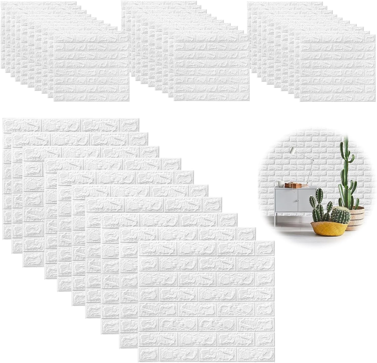 40 Pannelli autoadesivi in mattoni 3D per pareti - Piastrelle in PVC ...