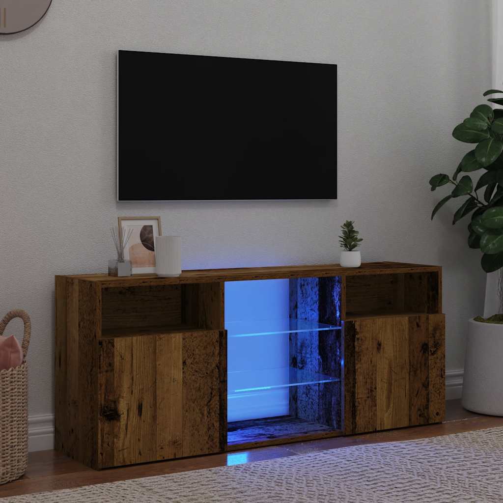 Mueble para TV con luces LED madera vieja madera contrachapada vidaXL ...