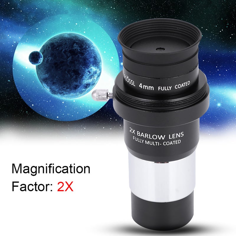 1.25" Plossl Telescope Eyepiece Set 4/10/25mm 2X Barlow Lens Kit for ...