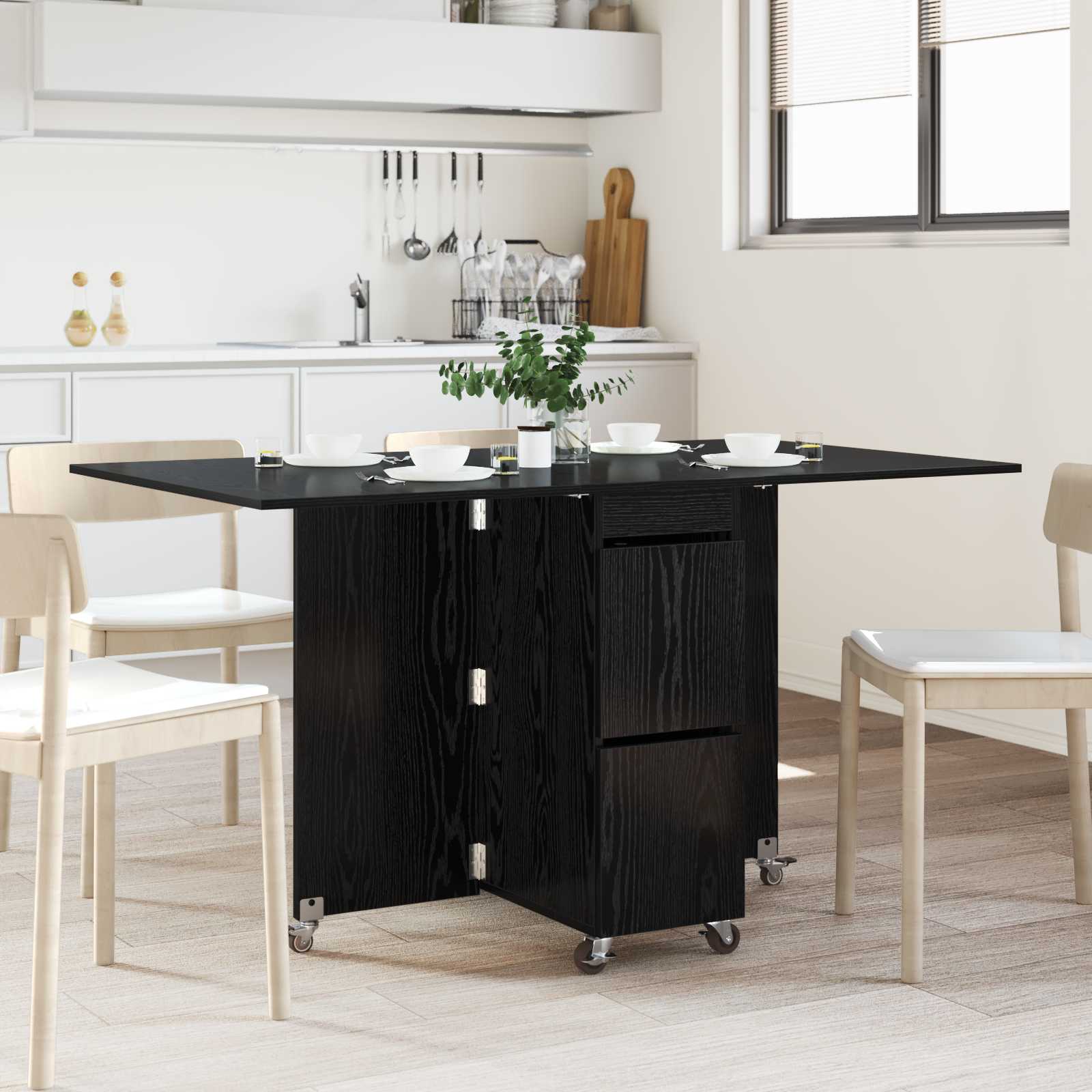 Table à dîner 140 x 80 x 77 cm Bois d'ingénierie Chêne noir | Leroy Merlin