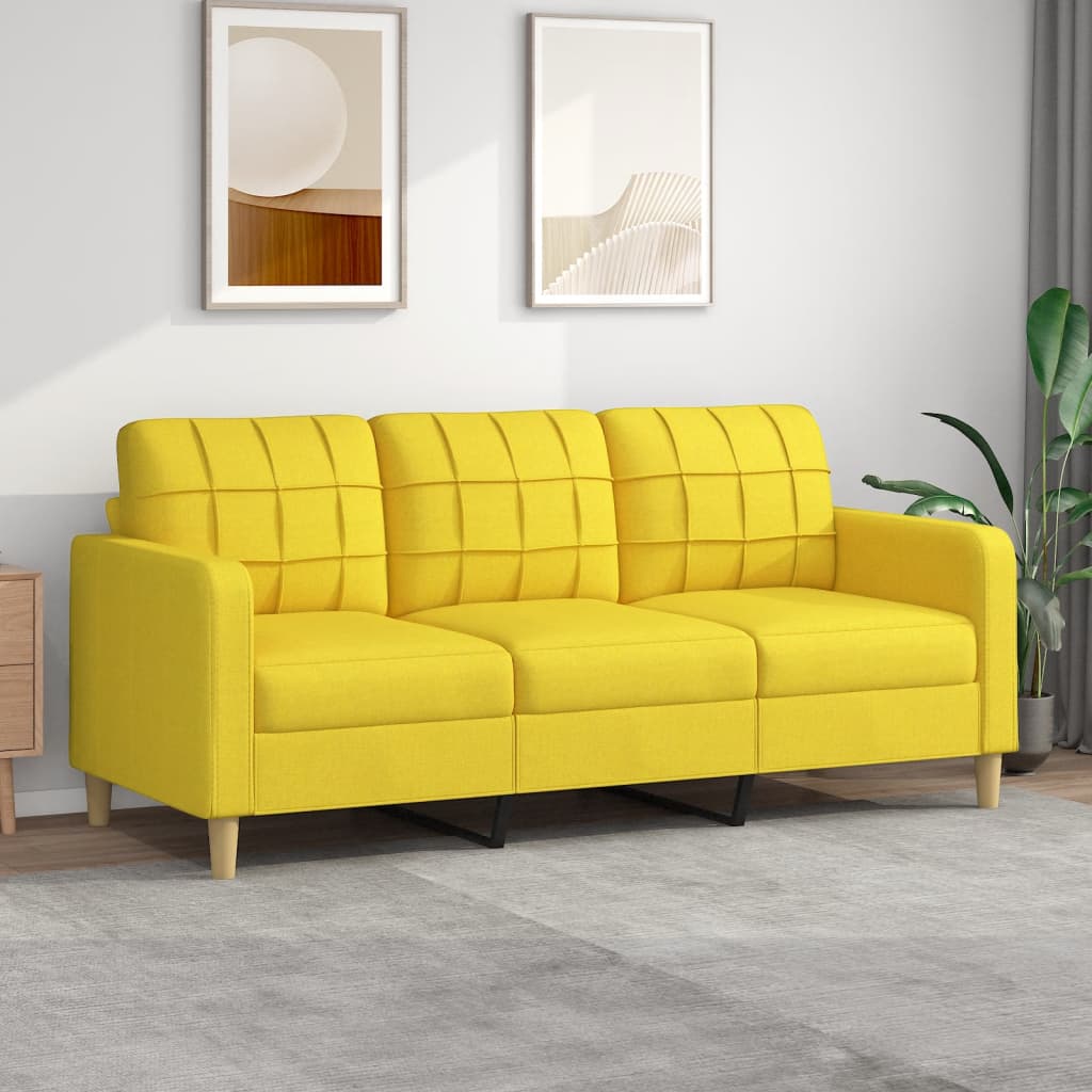 VidaXL Sofá de 3 plazas de tela amarillo claro 180 cm | Leroy Merlin