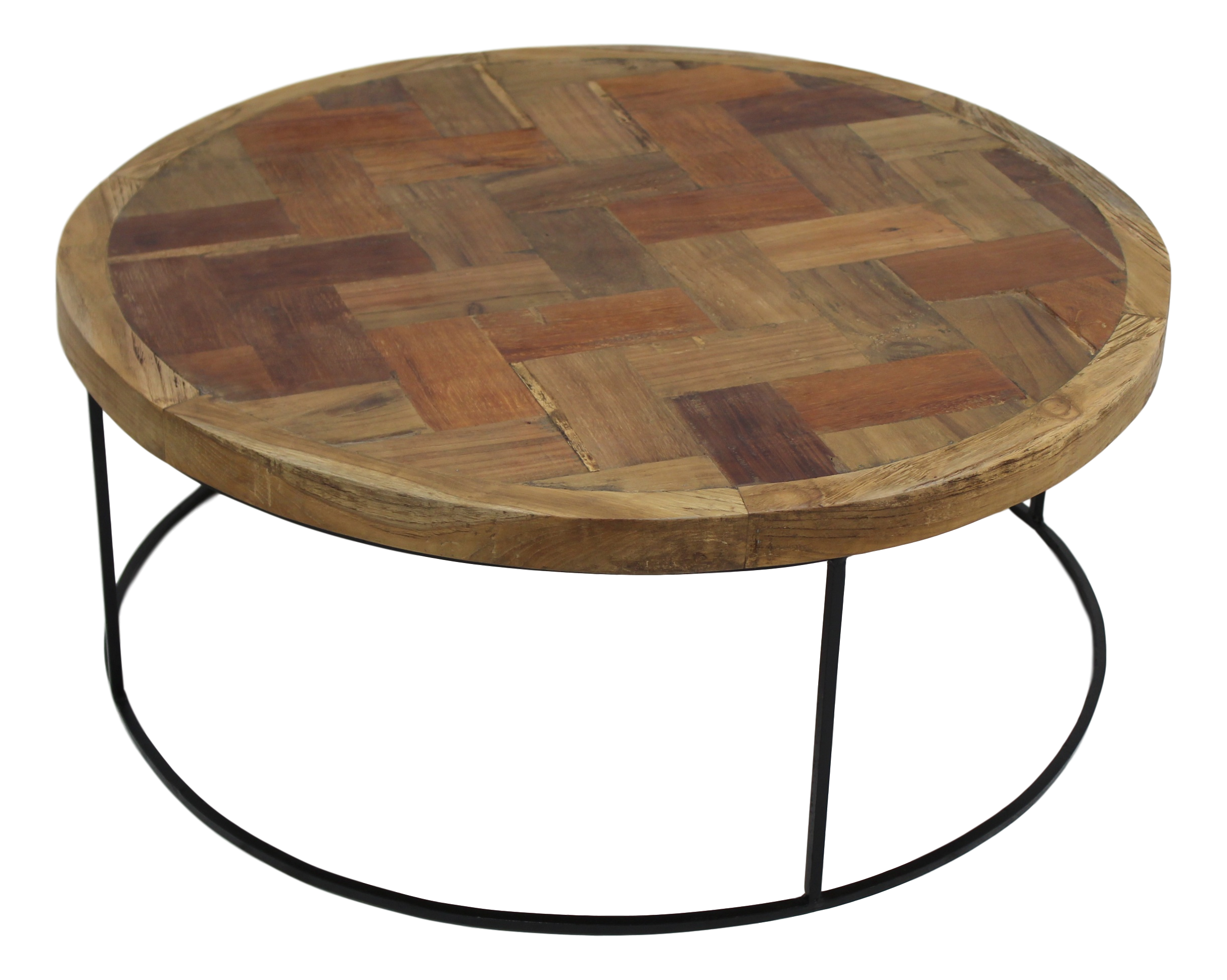 Table basse mosaique teck/fer - recyclé Teck ø80*33 | Leroy Merlin