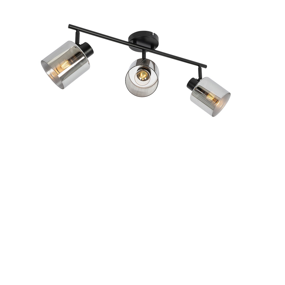 Foco de techo negro con cristal ahumado 3 luces regulable - Laura ...
