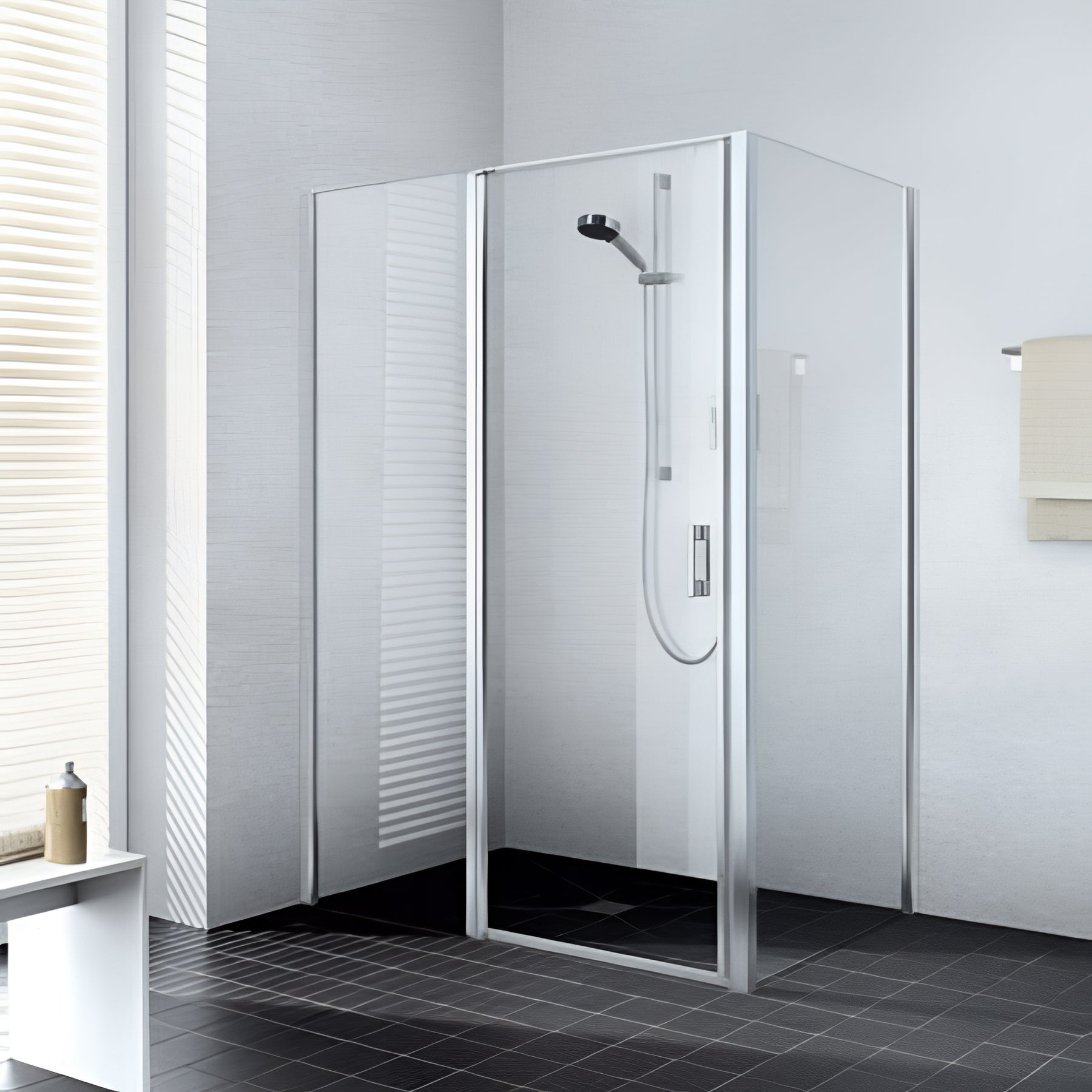 Ancho de la pared de la ducha giratoria 123 cm altura 200 cm perfil ...