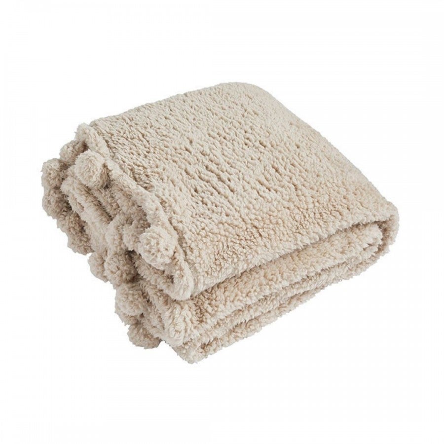 Couverture beige Pom Pom | Leroy Merlin