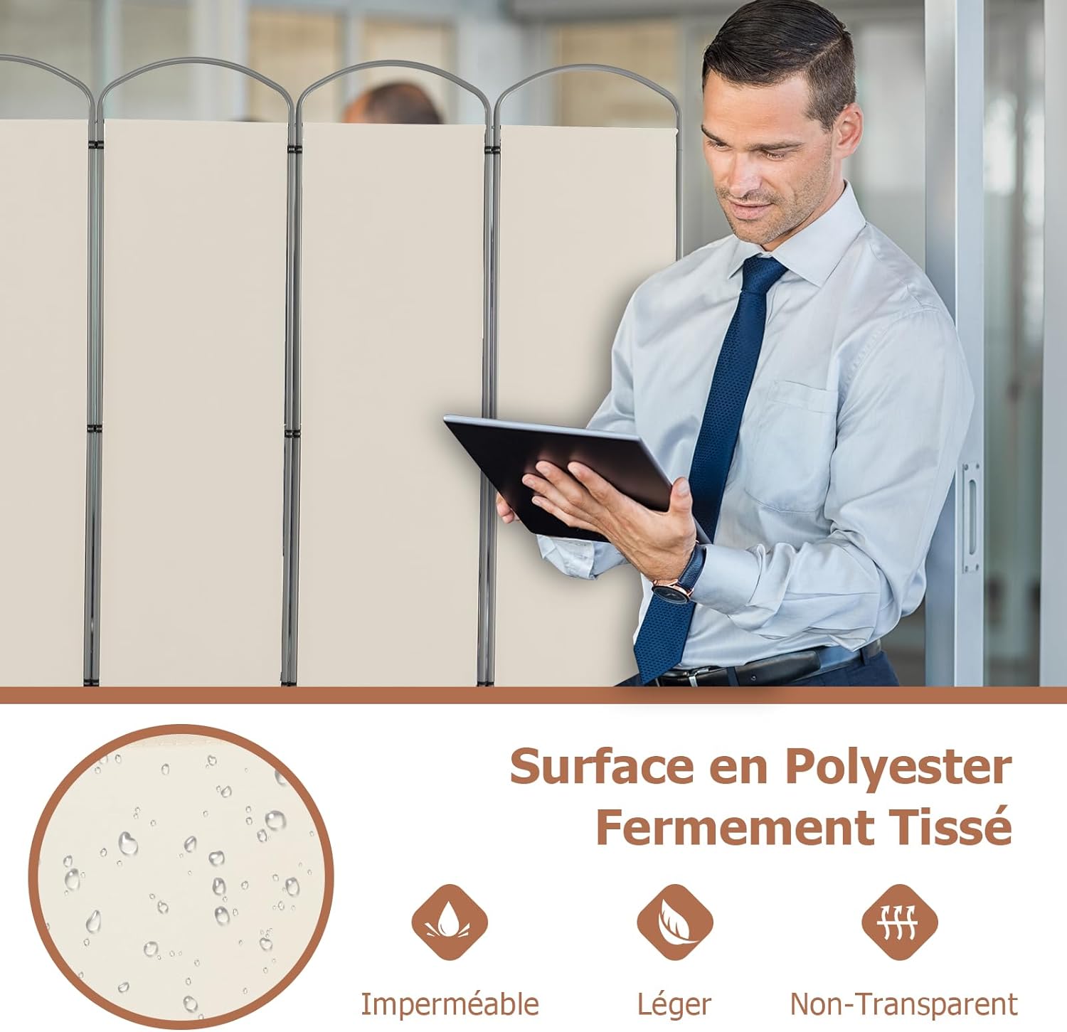 Séparateur de Pièce Pliable de 6 Panneaux, 331 x 51 x 188 cm ...