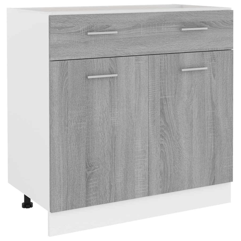 Meuble bas de cuisine en contreplaqué gris Sonoma 80x46x81,5 cm | Leroy ...