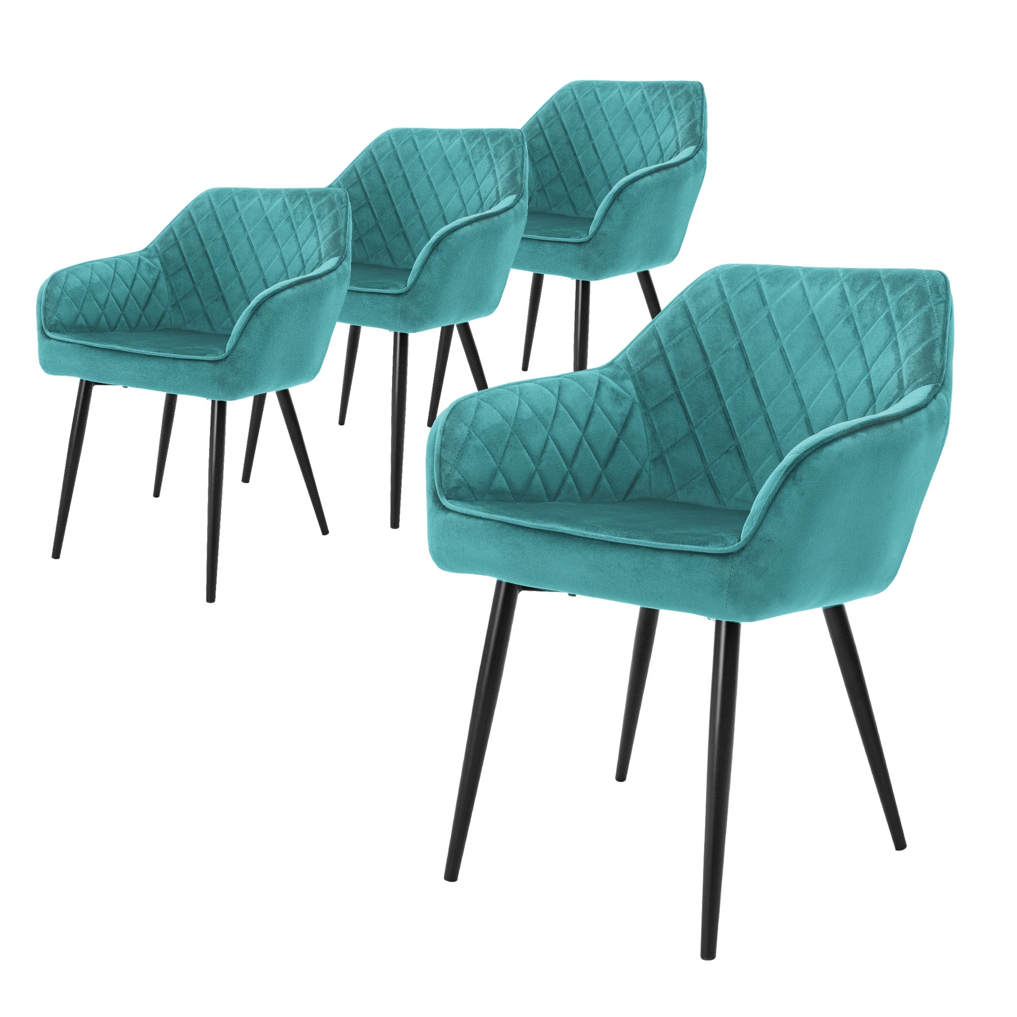 Lot de 4x chaises de salle à manger rembourrée en velours fauteuils ...