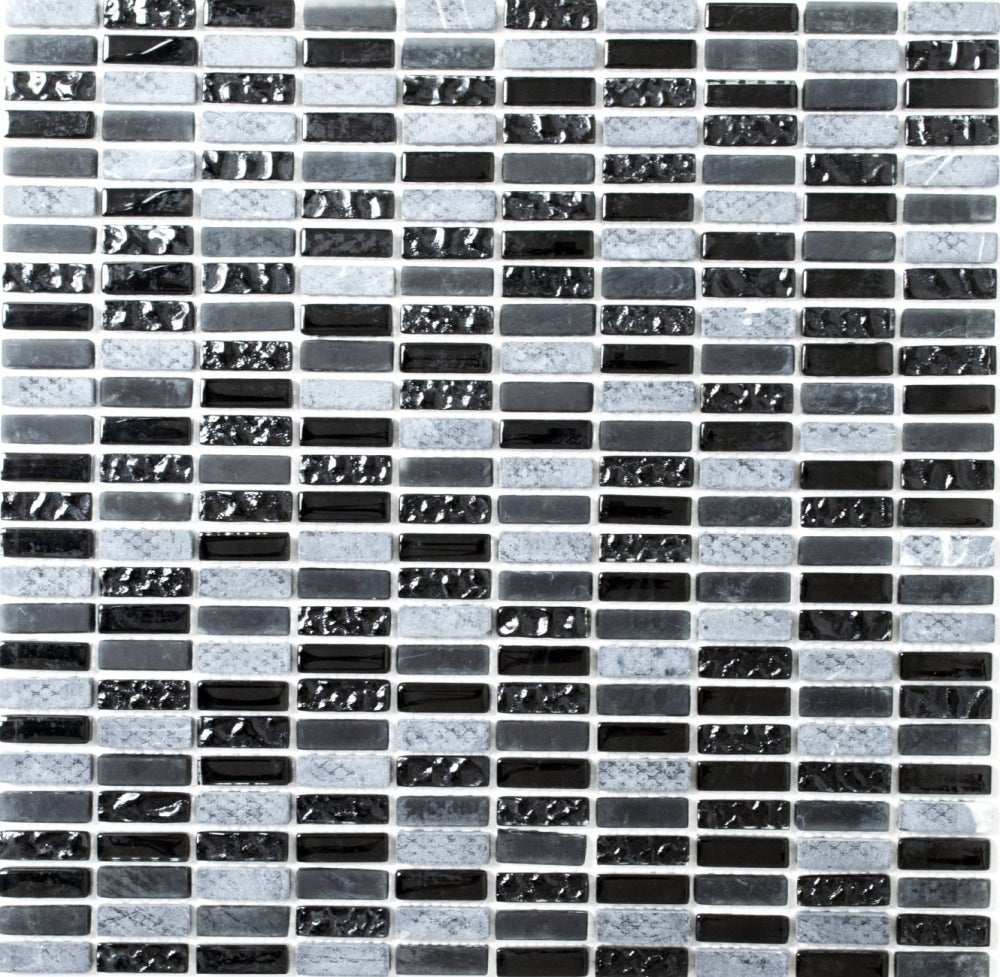 Mosaïque cross bond look translucide stone mix gris brillant - 10 ...