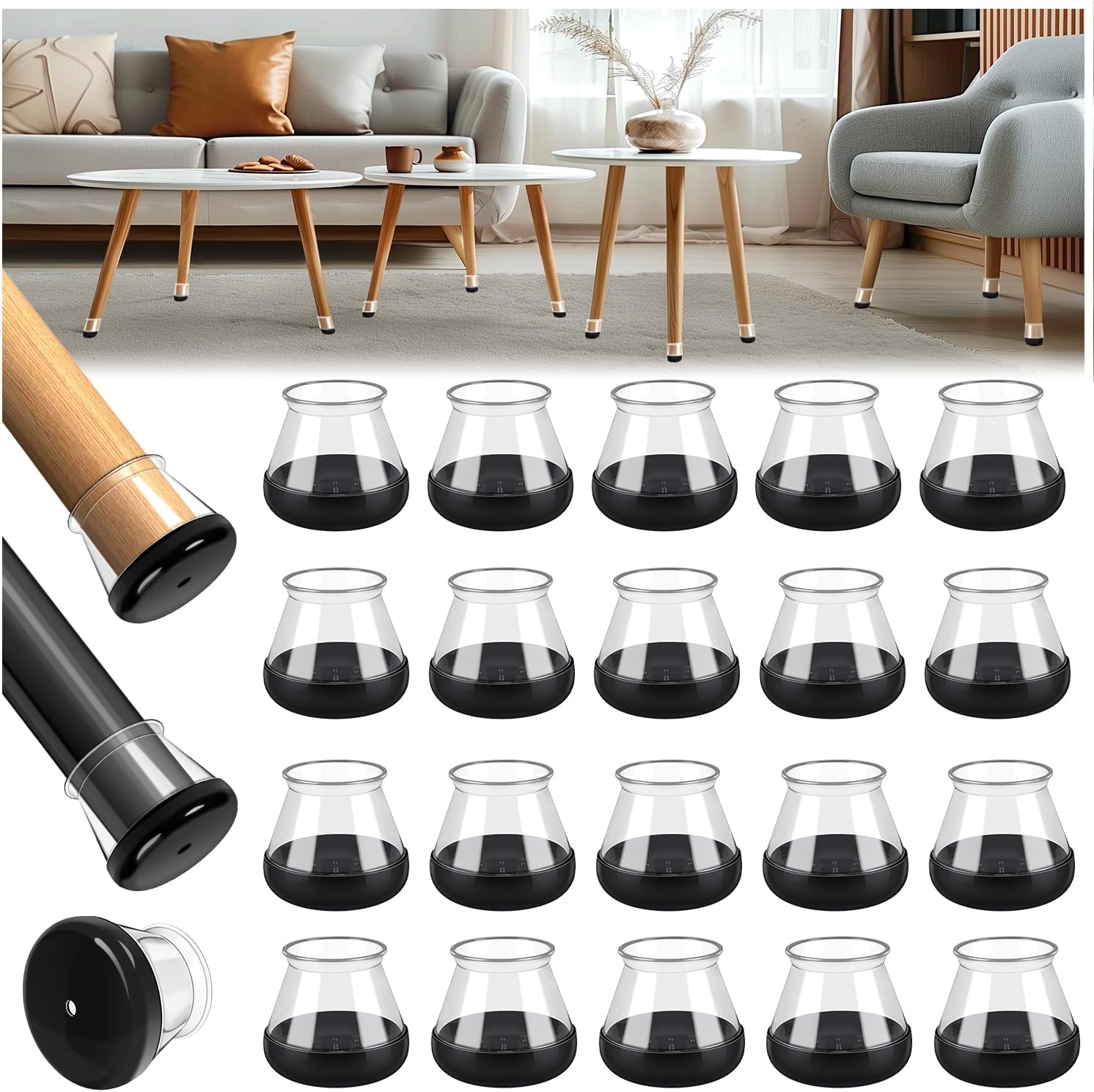 28pcs Protection Pied de Chaise, Rond Moyen Silicone Patin de Chaise ...