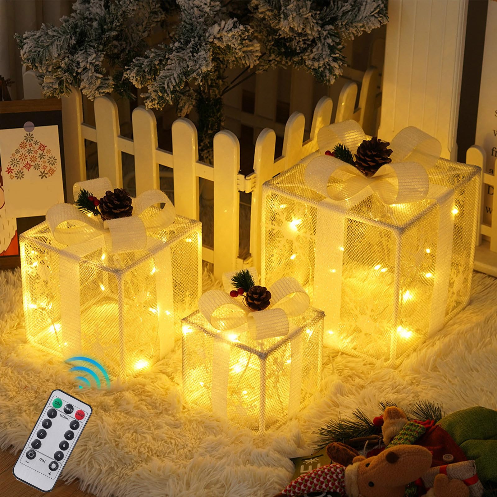 Coffret de décoration cadeau de Noël, coffret cadeau de Noël LED ...
