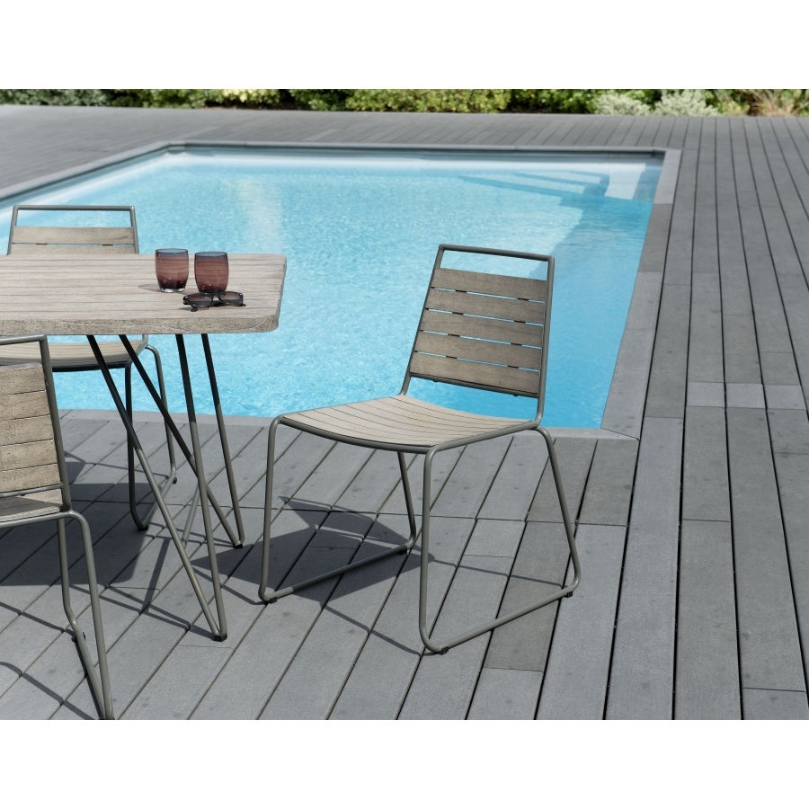 HYACINTHE - Ensemble de 2 chaises de jardin empilables en bois Teck ...
