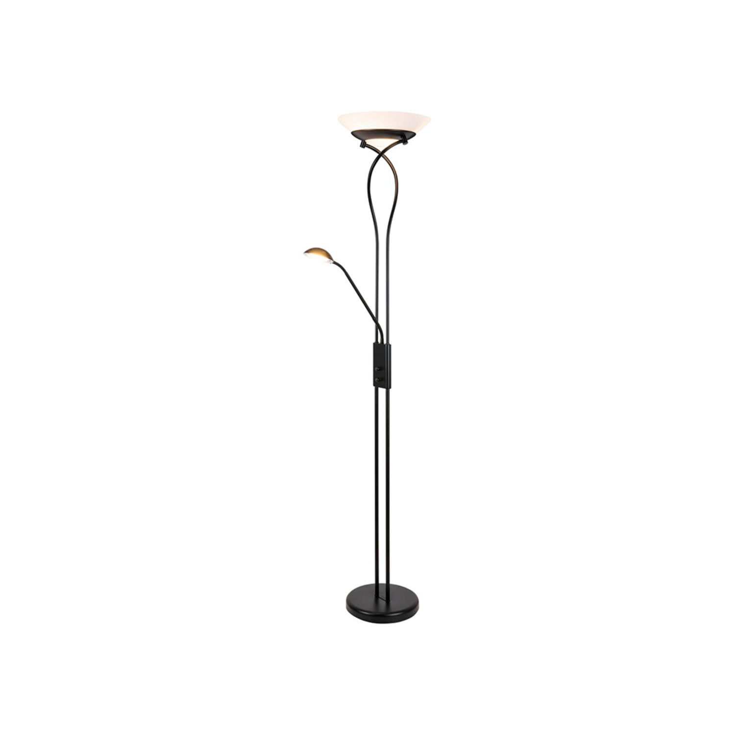 Lampadaire E27 Verre Noir Mat Interrupteur Métal IP20 GAMMATREND ...