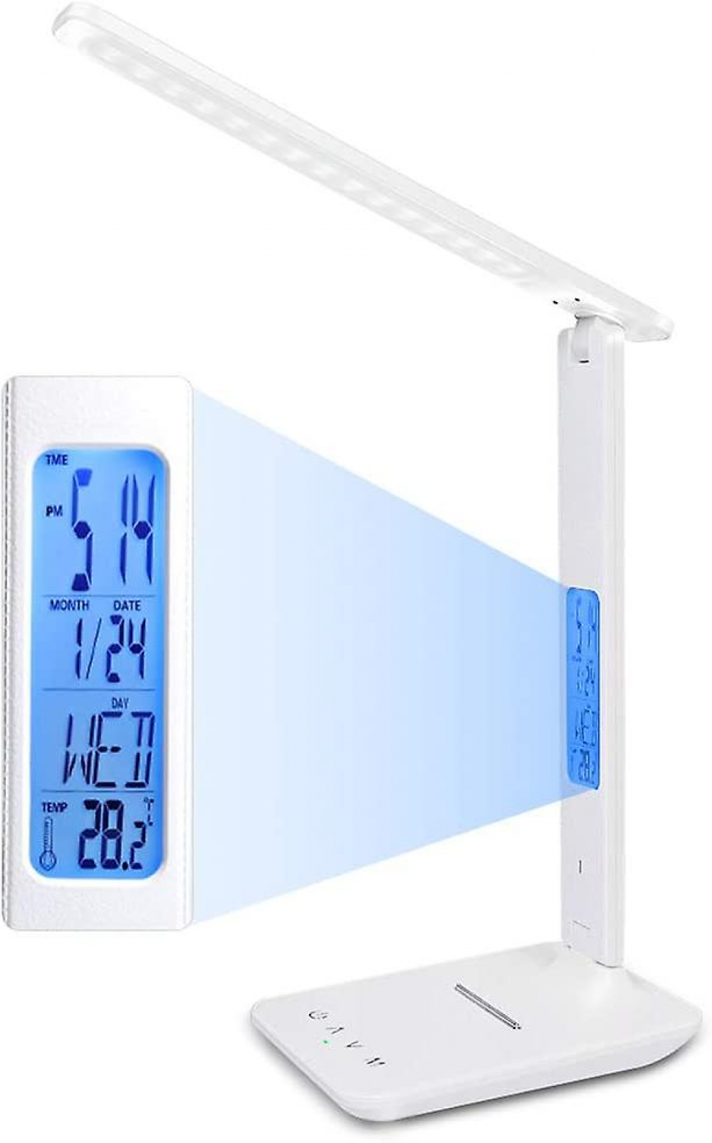 Lámpara de mesa LED regulable, 3 modos, 5 niveles de brillo, pantalla ...
