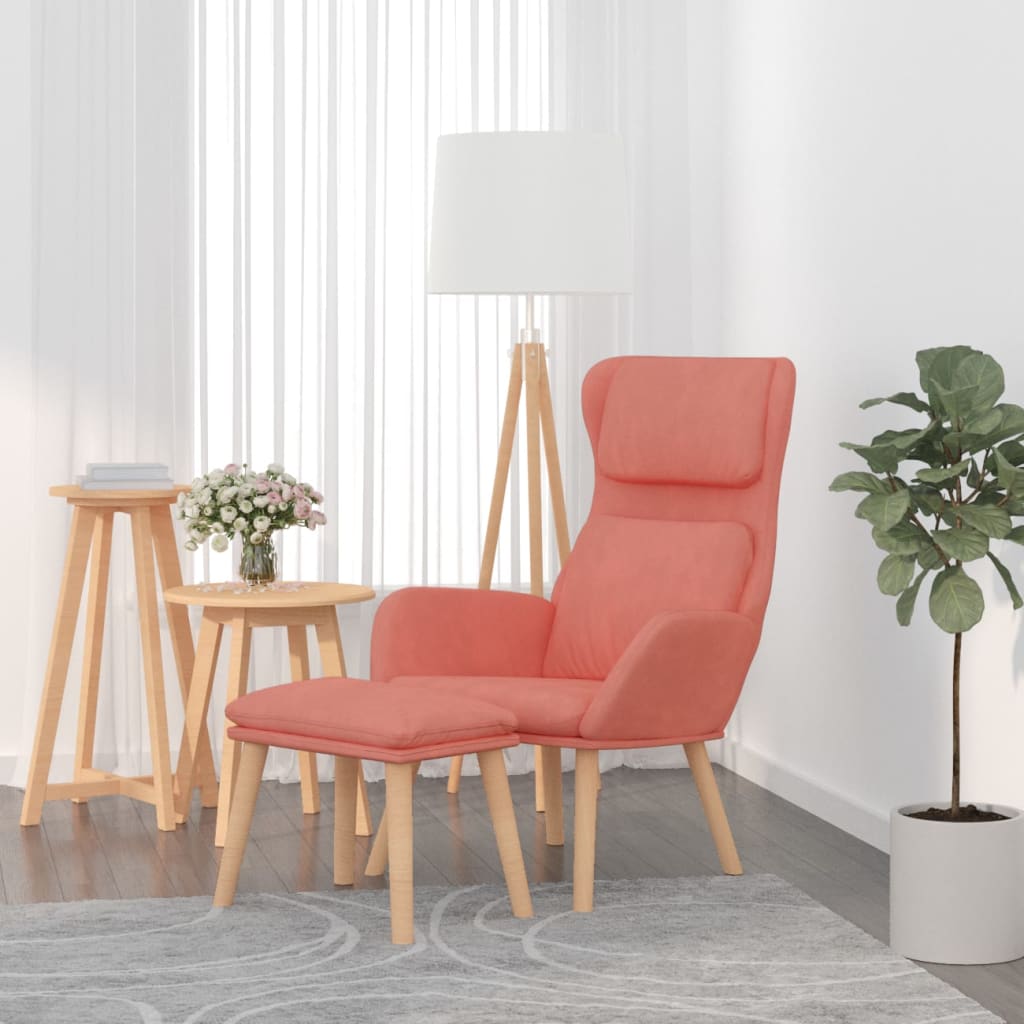 Maison Exclusive - Chaise de relaxation avec tabouret Rose Velours ...