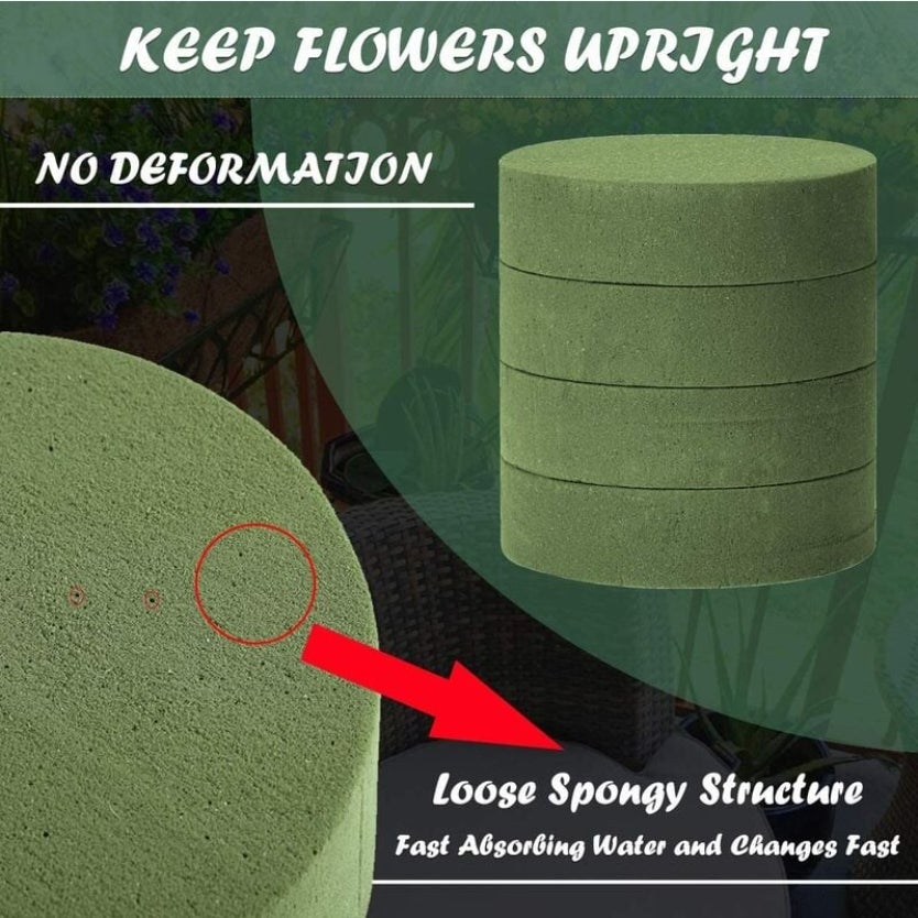 4 bloques de espuma floral seca redonda de 16,5 cm (6,5 pulgadas) para ...