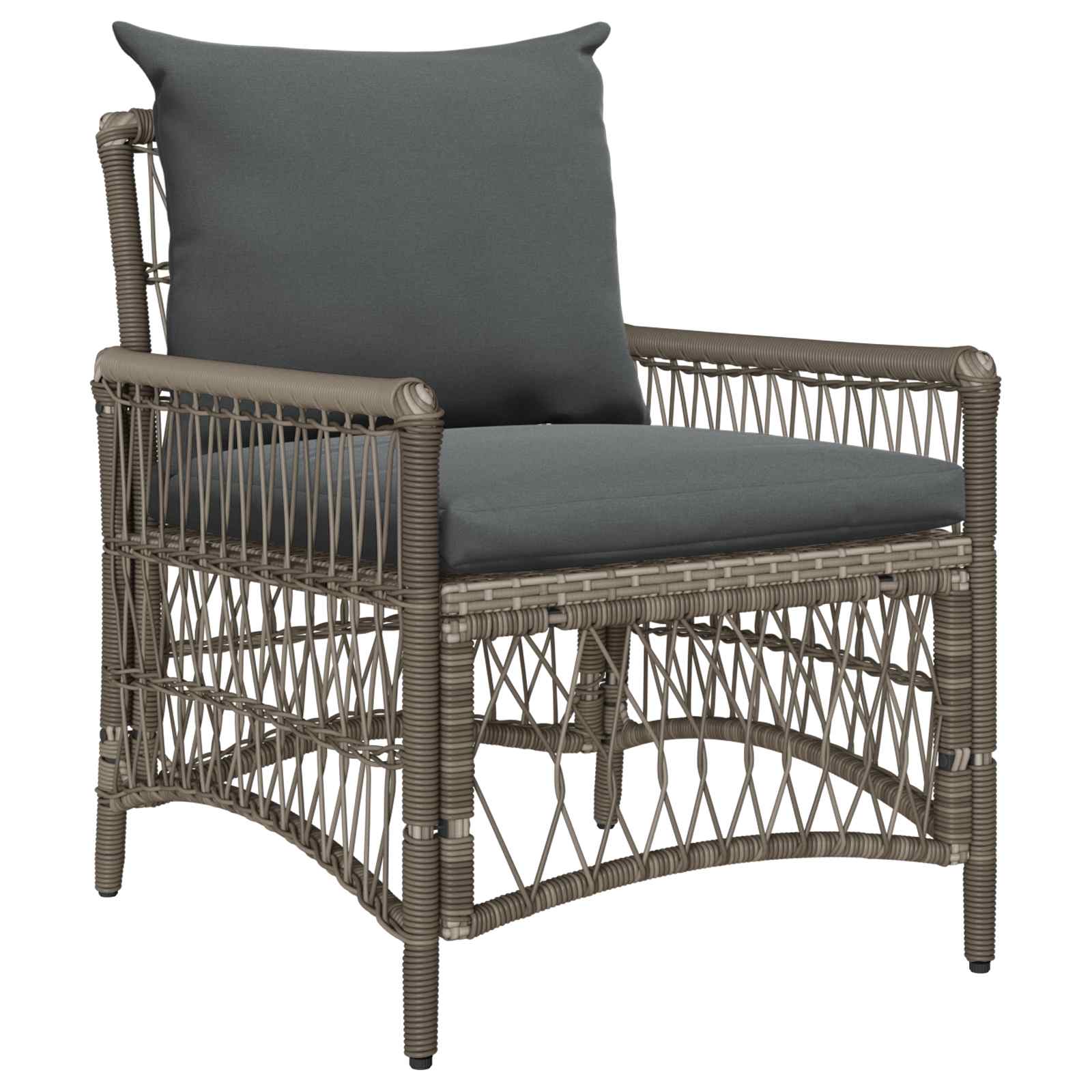 Chaise de avec coussin Gris 73 x 61 x 77 cm polyrotin | Leroy Merlin