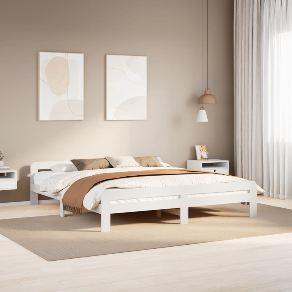 Maison Exclusive - Estructura de cama sin colchón madera maciza blanca ...