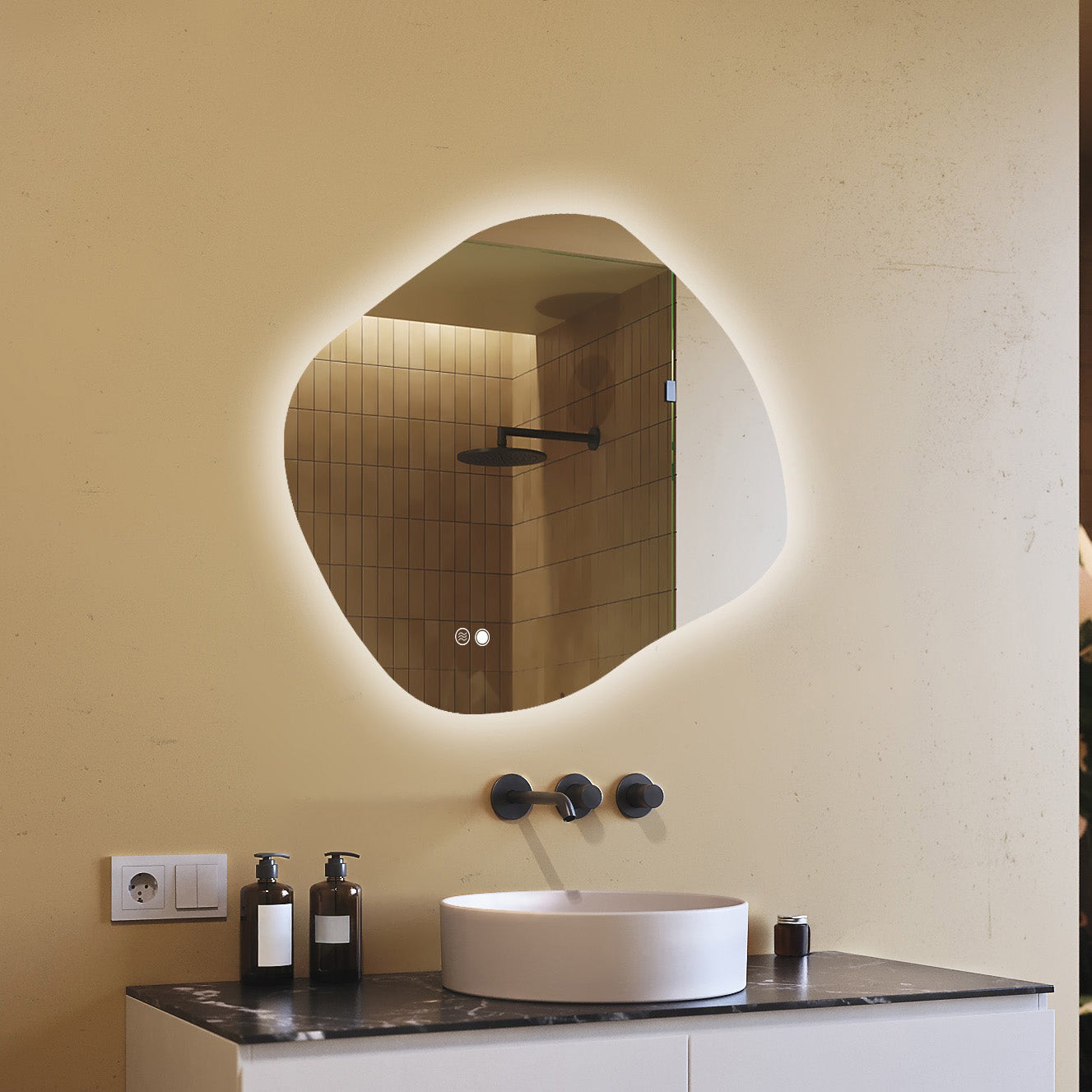 Specchio da bagno LED - ARTFORMA - Ovale - 94x84cm - LED Dual ...