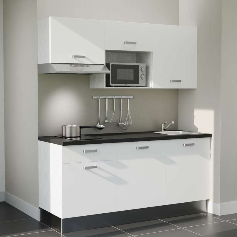 Kitchenette K30L-PT - 180 cm - plan stratifié, évier inox, - Façade ...