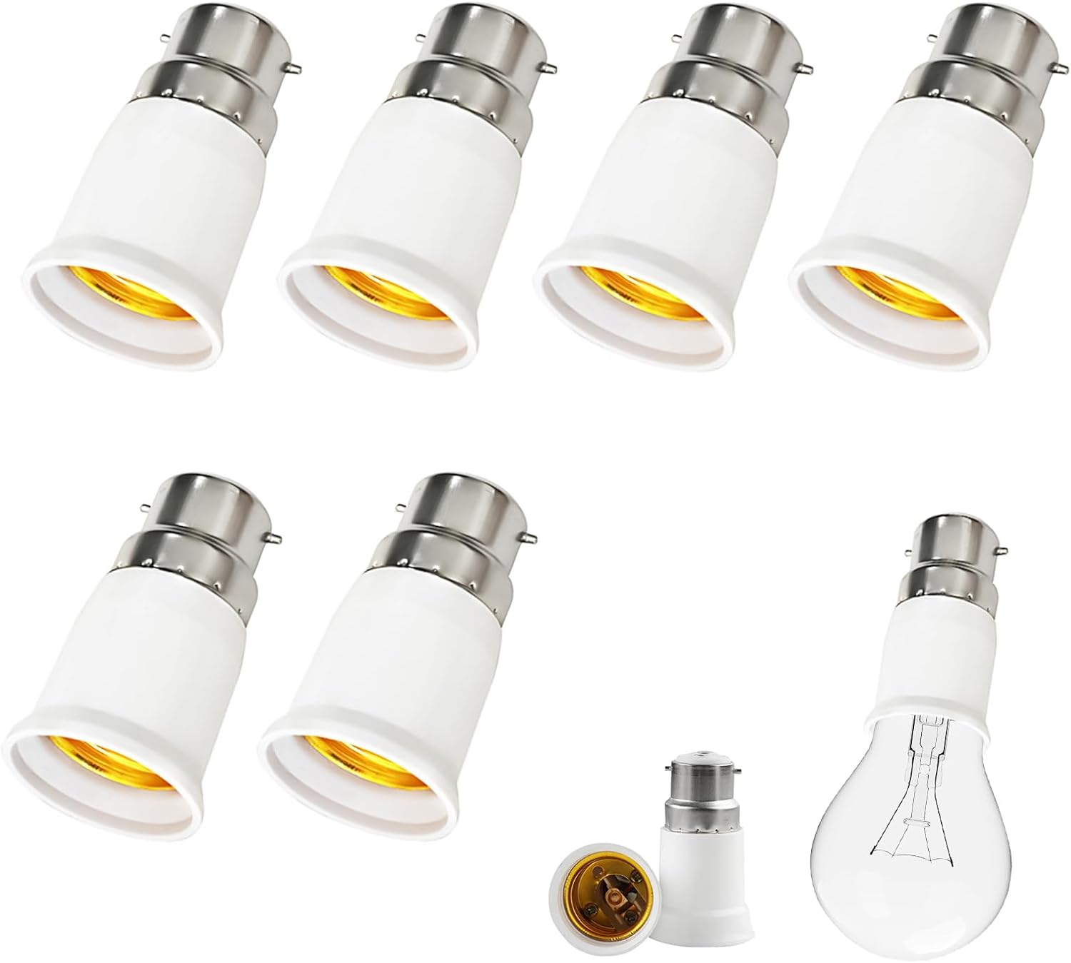 6 Pièces Adaptateur B22 e E27, Adaptateur Ampoule Baillonette vers Vis ...