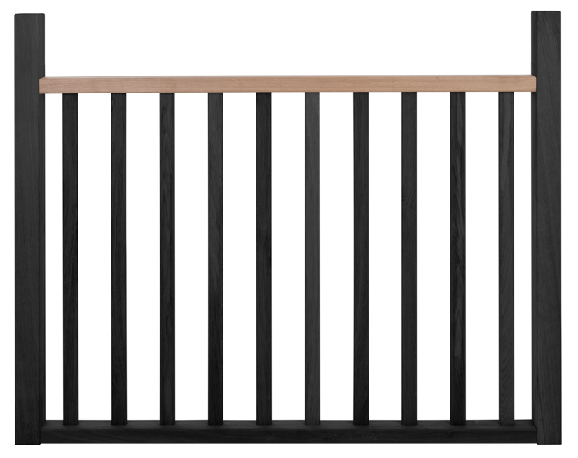 Balustrade OAK10B - Balustrade noire avec poignée en chêne - Largeur ...