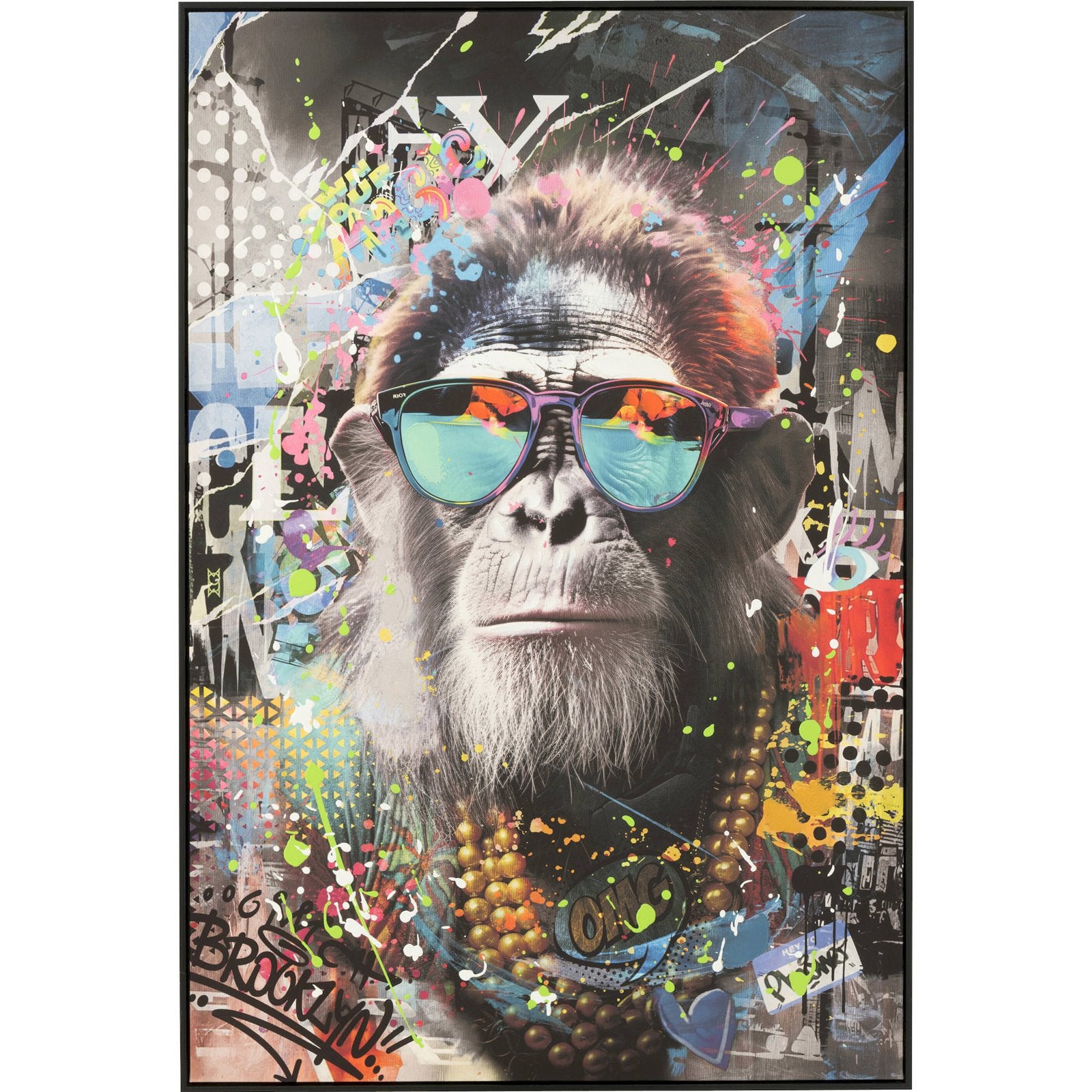 Tableau singe pop art multicolore sur toile ambiance urbaine 80 x 3,5 x ...