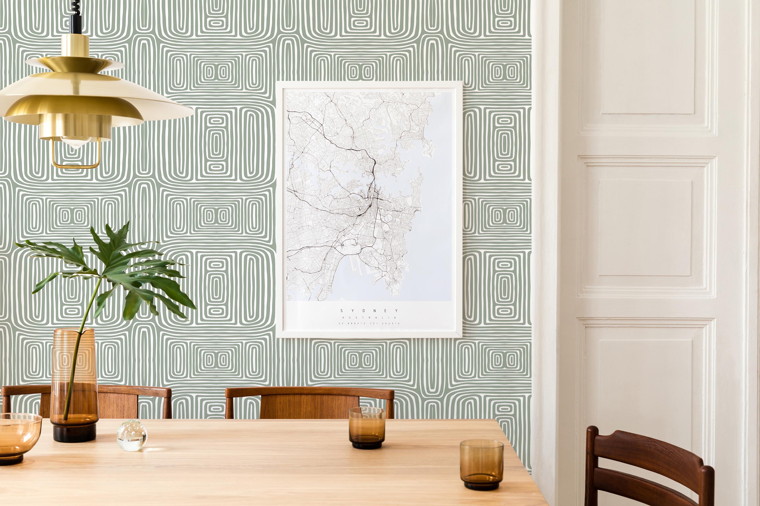 Abstract Emerald Line Wallpaper | Leroy Merlin