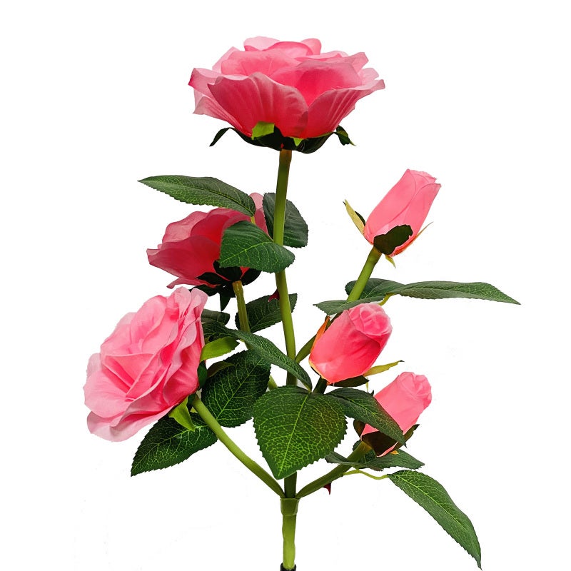 Lampe de jardin solaire en pique, 6 fleurs de rose LED, étanche IP65 ...