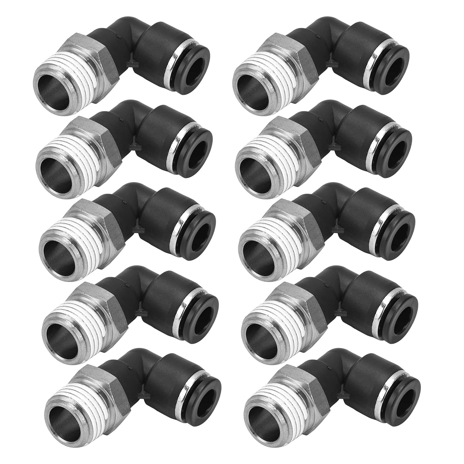 10 conectores neumáticos en forma de L, rosca externa en ángulo recto ...