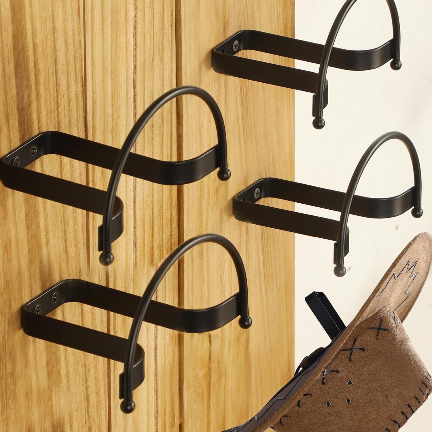 Lot de 4 porte-chapeaux de cowboy - Support mural noir pour chapeau de ...