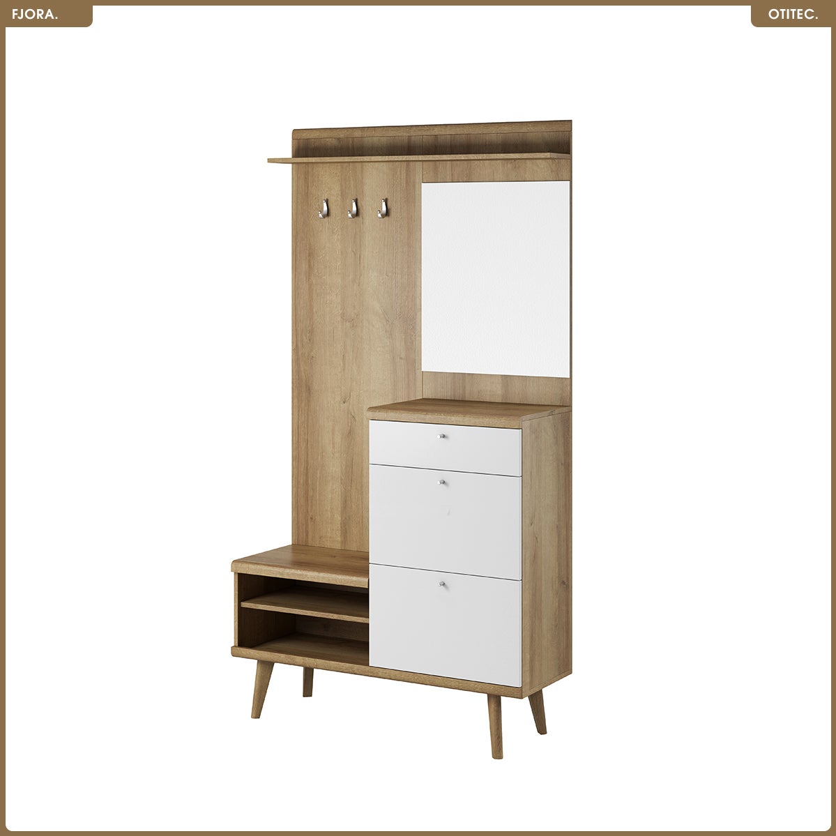 Meuble d’entrée complet - L.110 x H.200 x P.34 cm - FJORA | Leroy Merlin