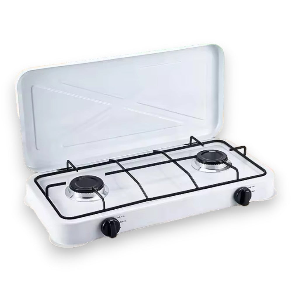Fornello a gas a 2 fuochi con coperchio per campeggio 72x33xH10 cm ...