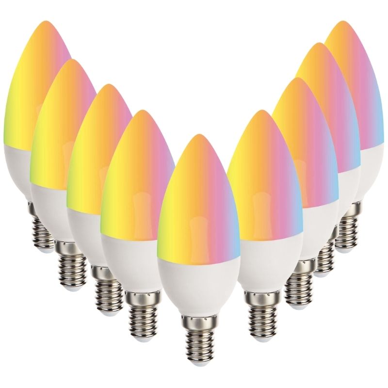Bombilla LED E14 5.5W RGBW C37 Wifi Connected - Pack de 10 - SILUMEN | Leroy Merlin
