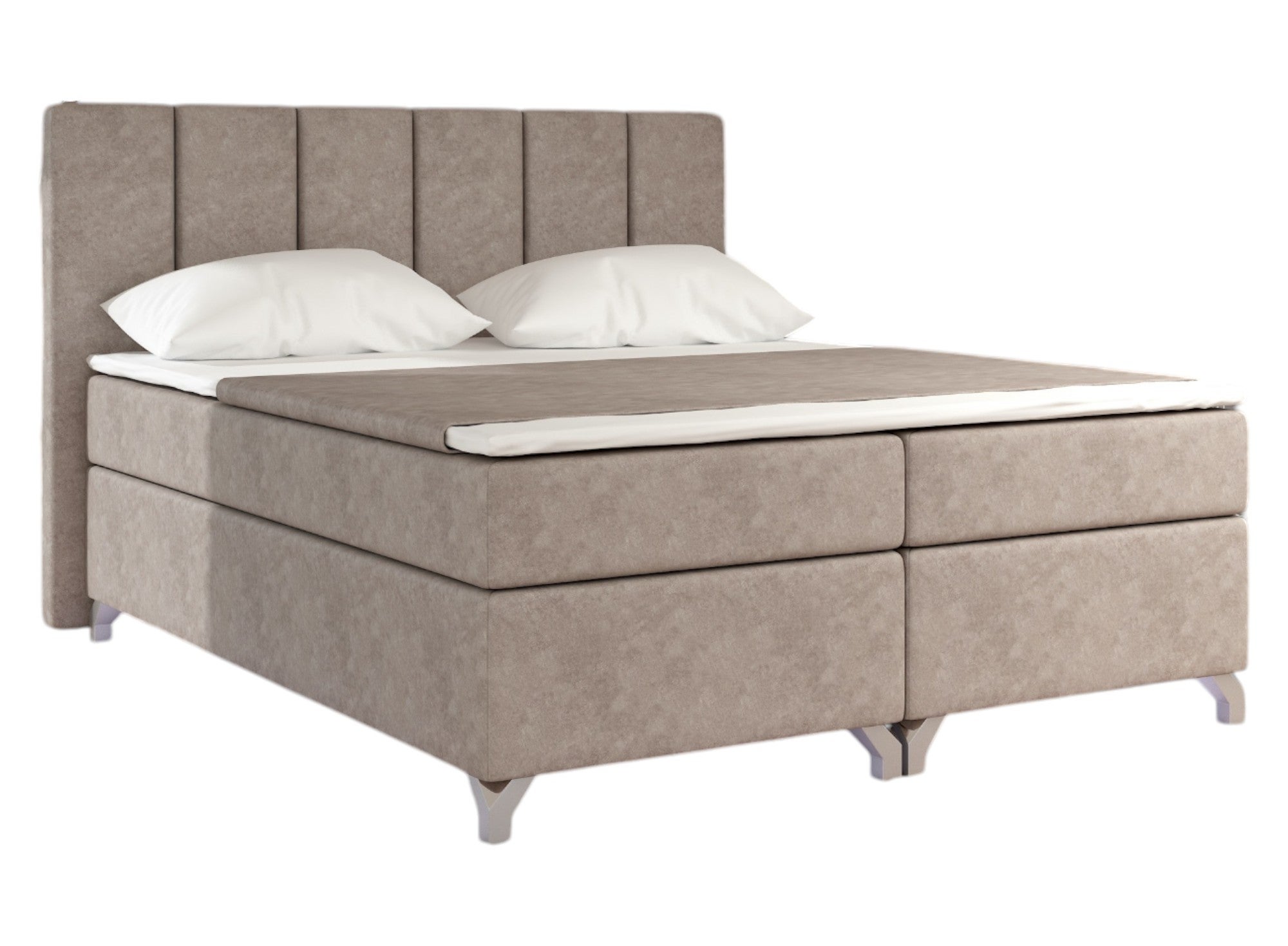 Lit boxspring 160x200 tissu beige Balfor | Leroy Merlin