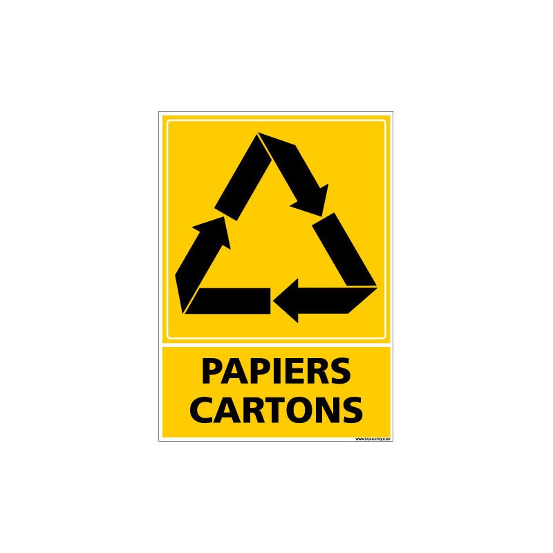 PANNEAU RECYCLAGE PAPIERS CARTONS (I0856) 300 x 420 mm Matière PVC ...